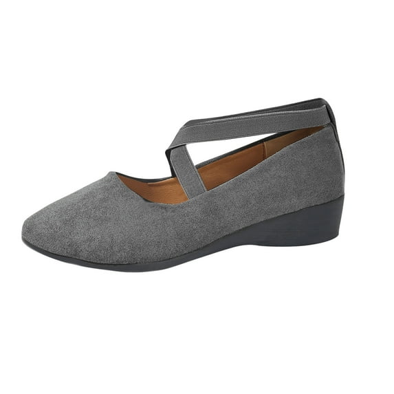 Gray Ladies Everyday Round Toe Wedges With 1.2 Inch Heel Height Flock ...