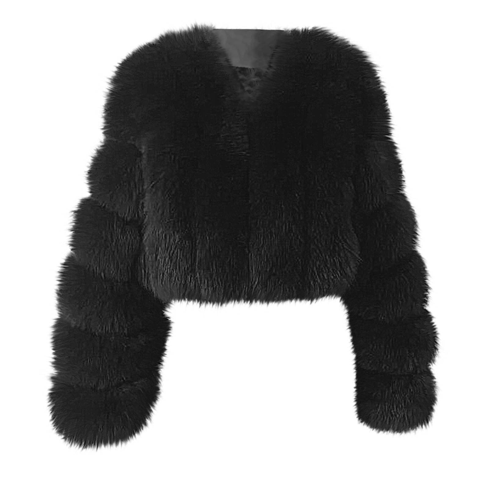 Gray Ladies Loose Fit Oversized Collared Neck Faux Fur Jacket Outfit ...