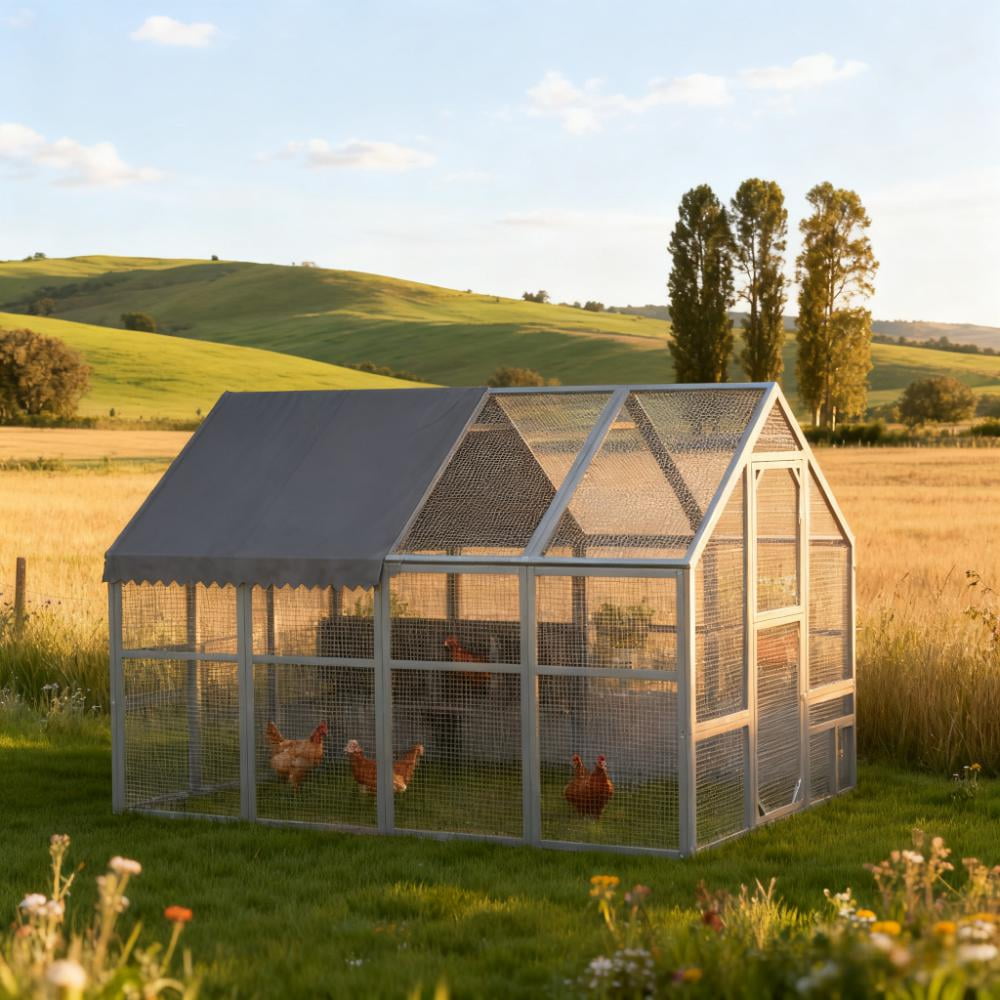Gray Large Chicken Coop for 8-12 Chickens with Water-Resistant and Anti ...