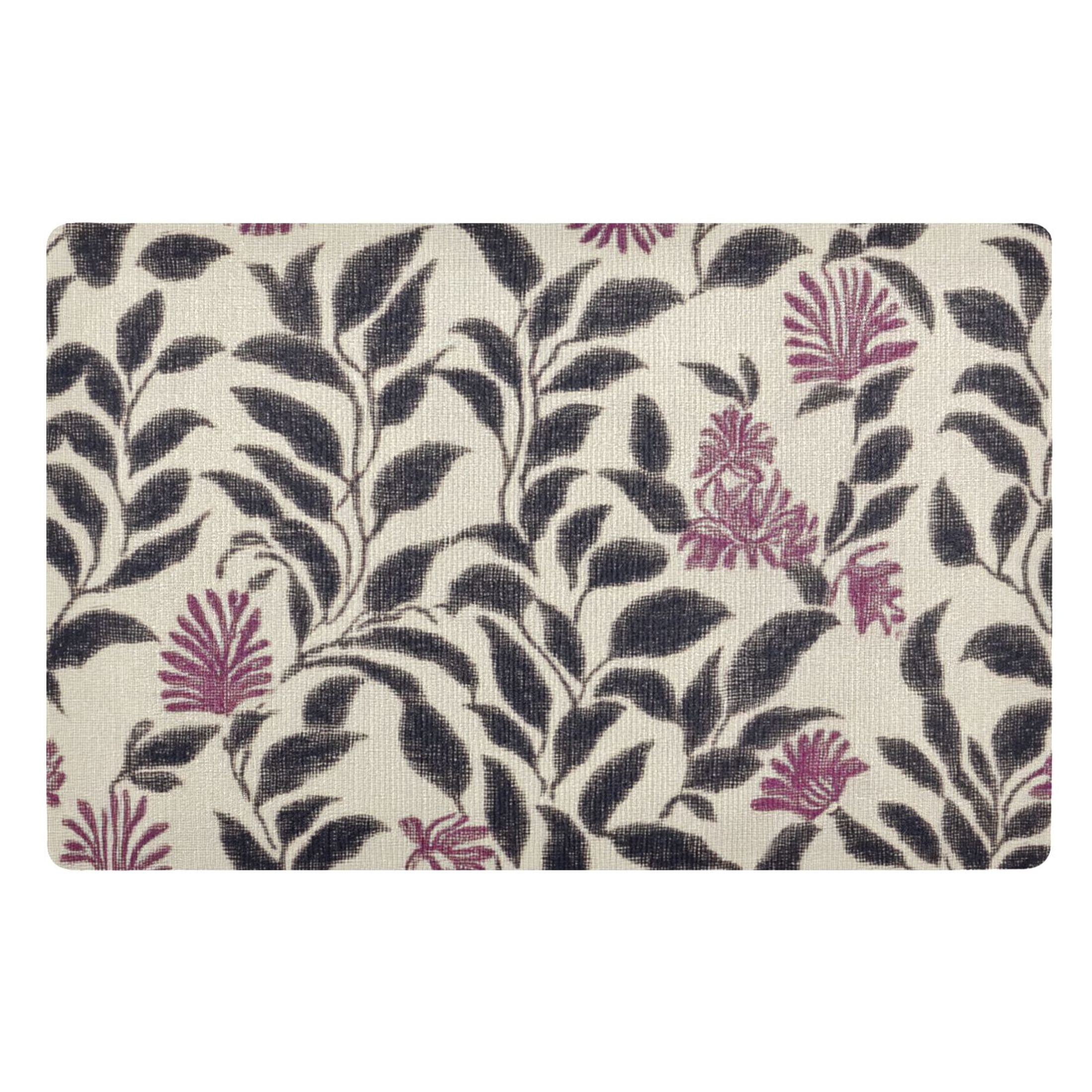 Gray Leaf and Purple Flower Floor Door Mat Outdoor Indoor for Home ...