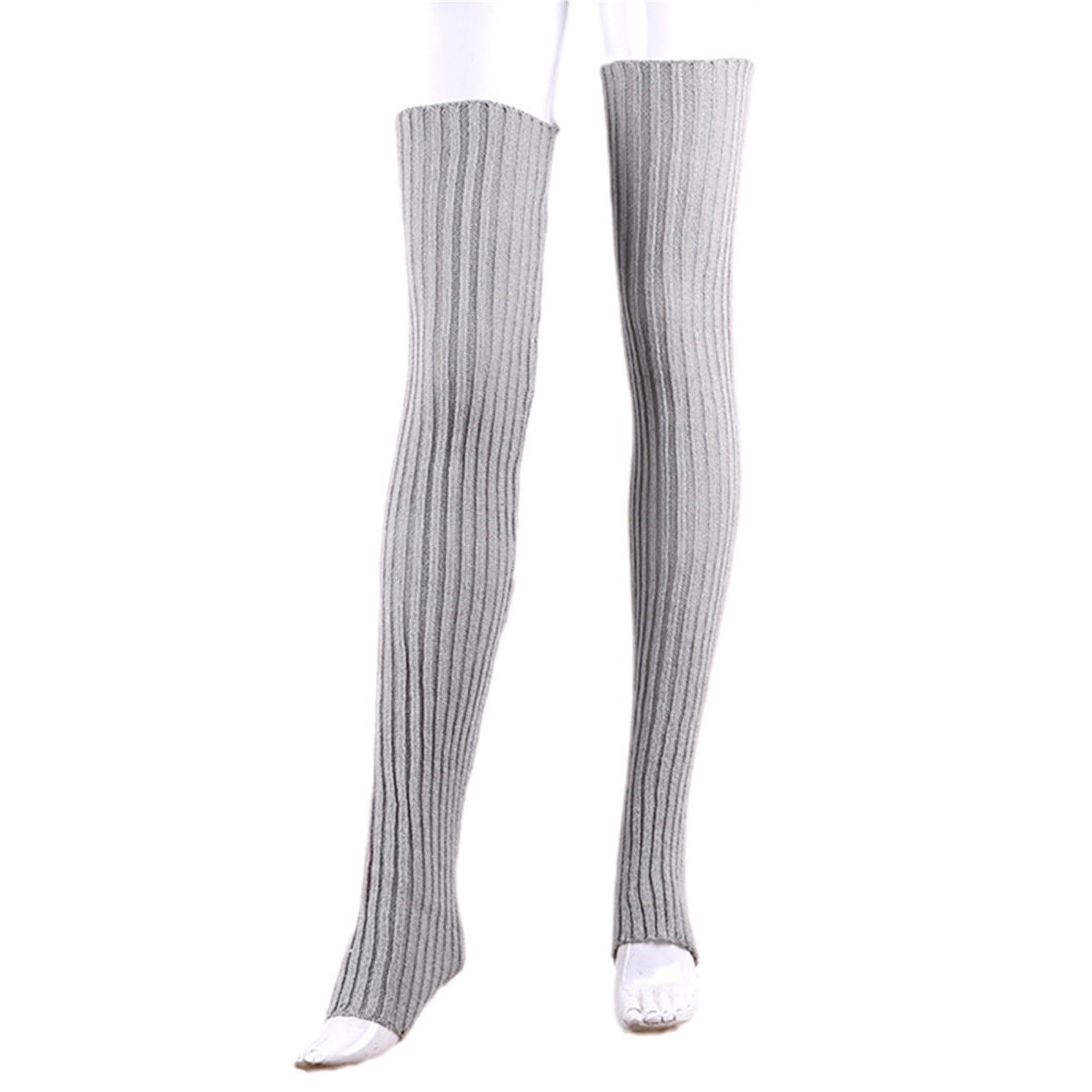 Gray Leg Warmer 31.5 Inch Length Leg Knit Over The Knee Extra Long ...