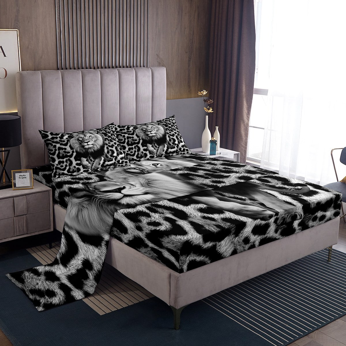 Gray Leopard Sheet Set Lion Gifts Sheets Cheetah Print Grey Tie Dye Top ...