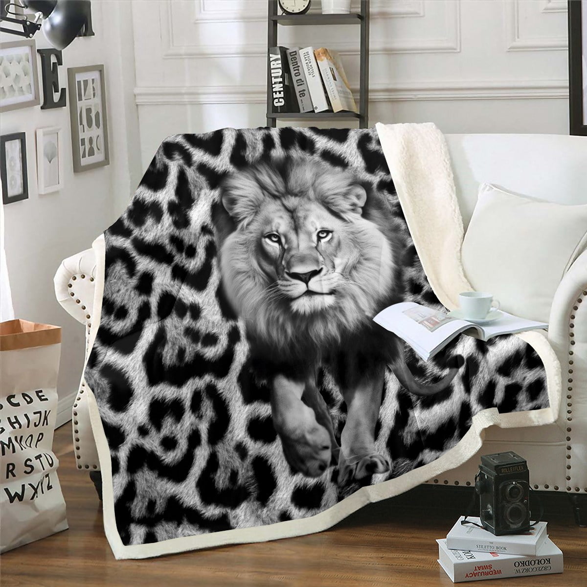 Gray Leopard Throw Blanket Lion Gifts Fuzzy Blanket Cheetah Print Grey ...