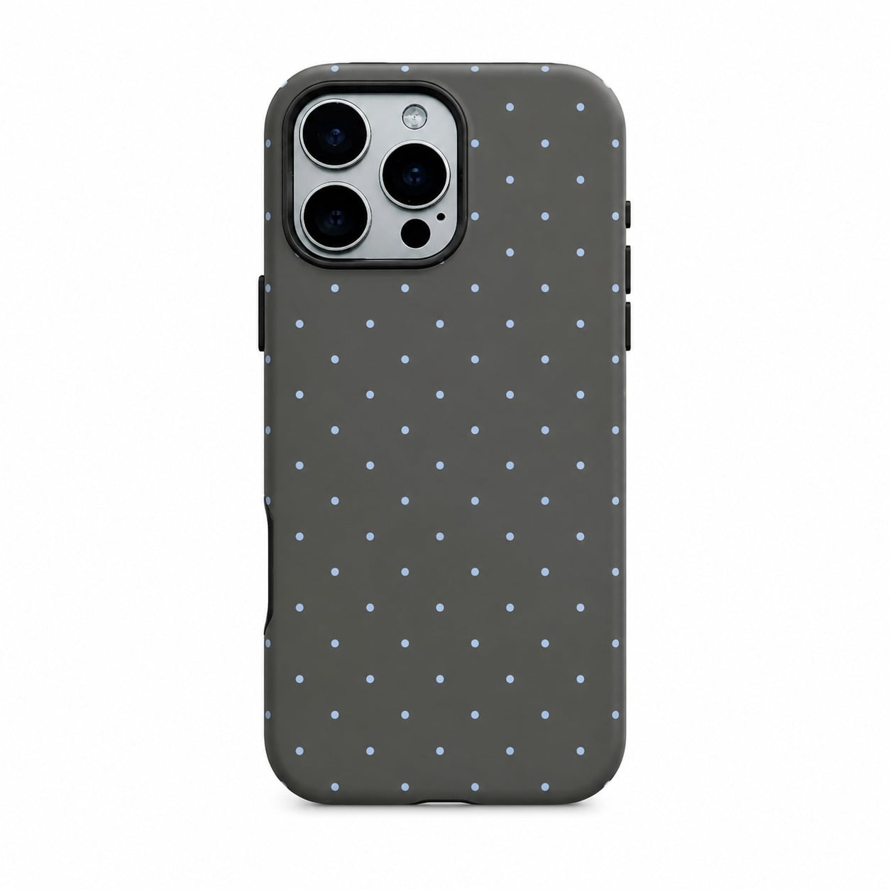 Gray Light Blue Polka Dot Tough Phone Case for iPhone 17 16 15 14 13 12 ...