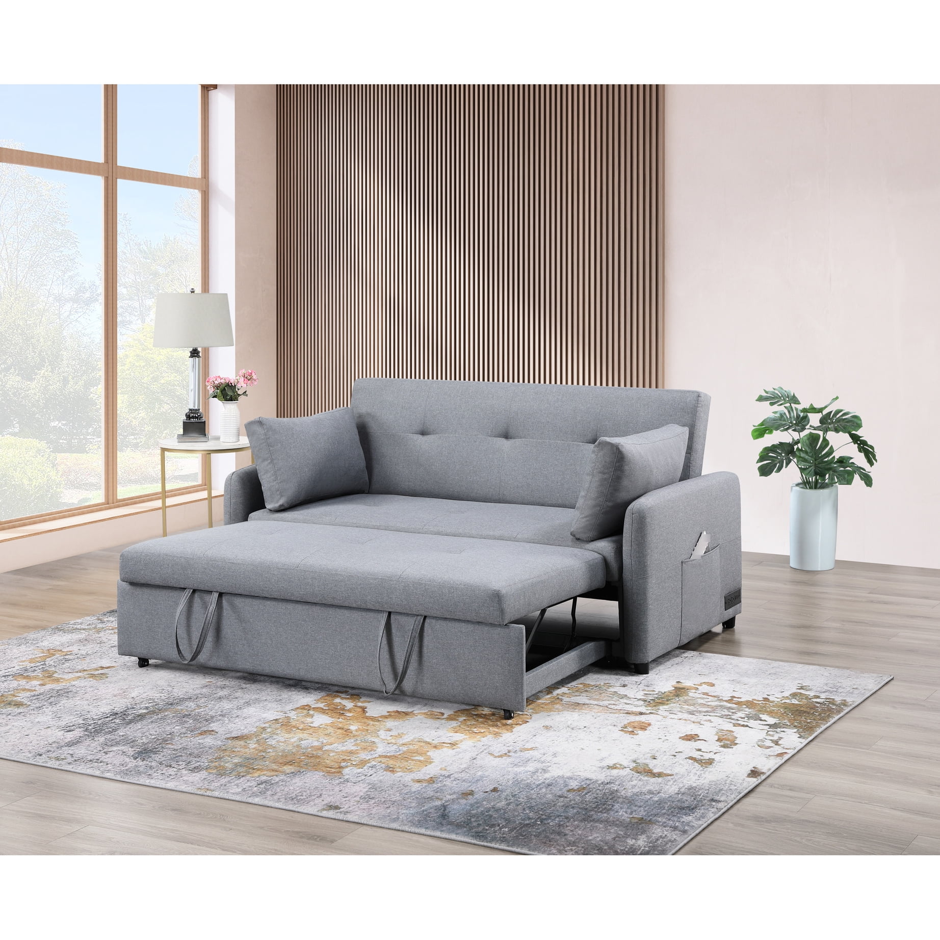 Gray Linen Finish - Easy - to - Use Sleeper Design - For Small Spaces ...