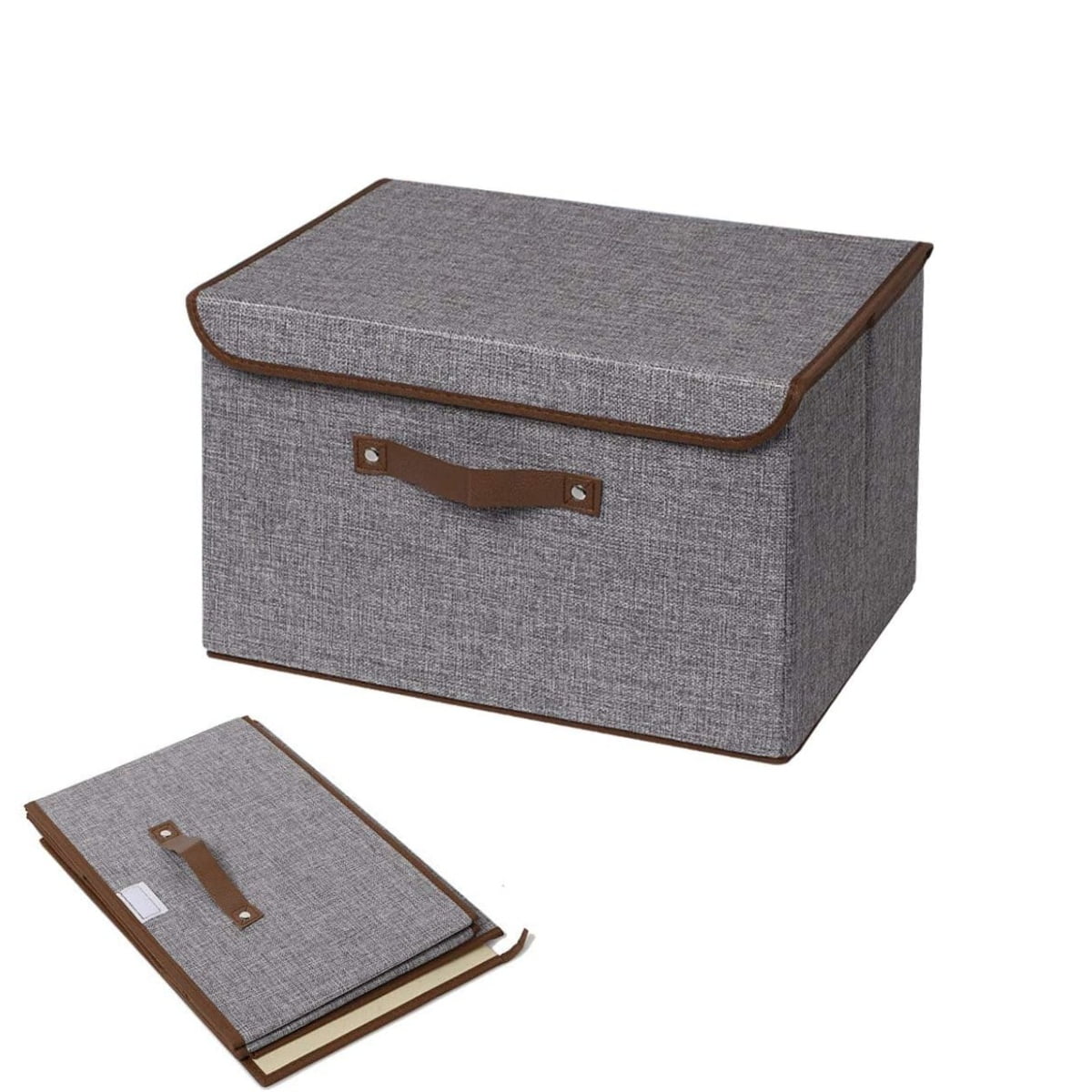 Gray Linen Foldable Storage Box,15x9.8x9.8In Collapsible Stackable ...
