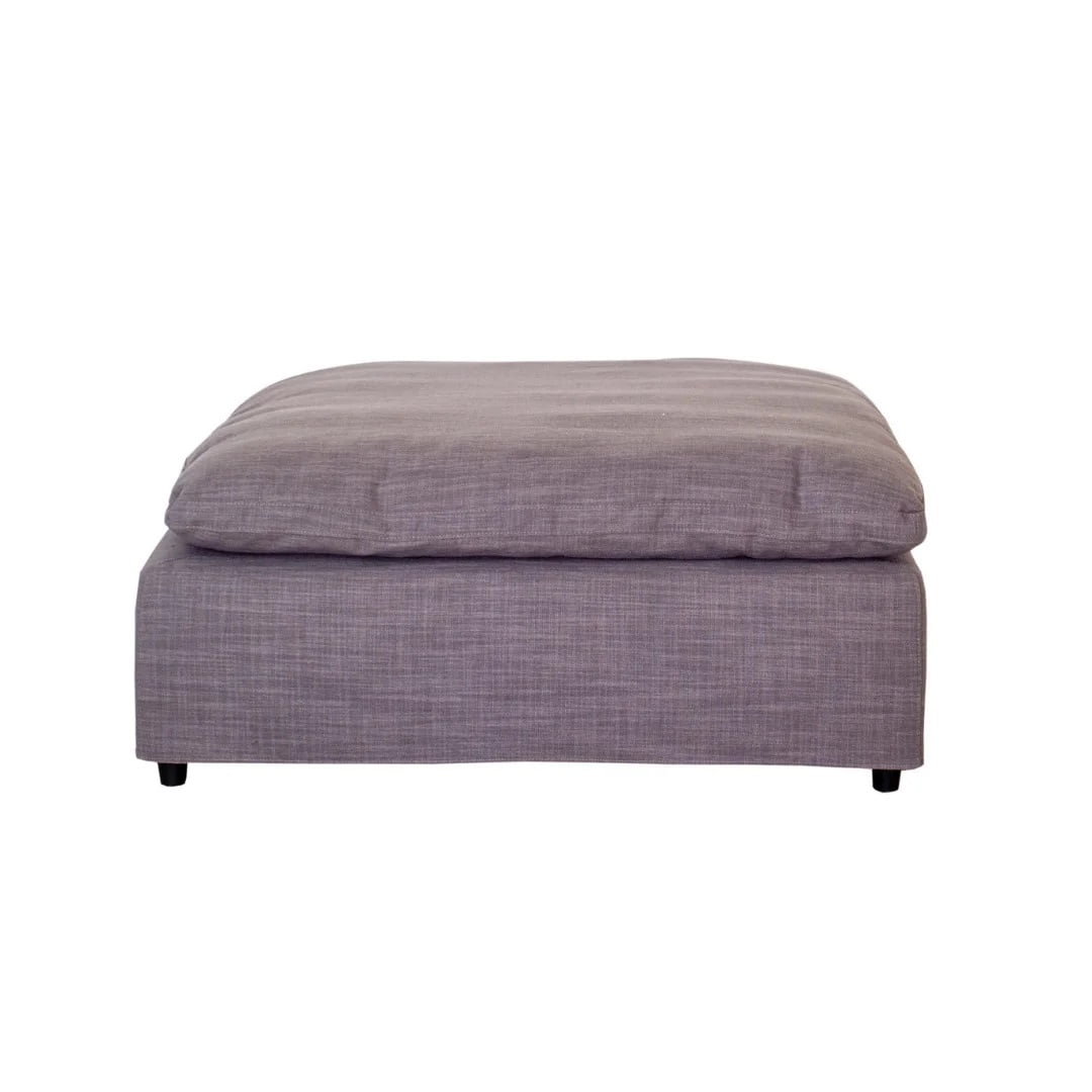 Gray Linen Modern Petite Ottoman - Soft Memory Foam Seating & Kiln ...