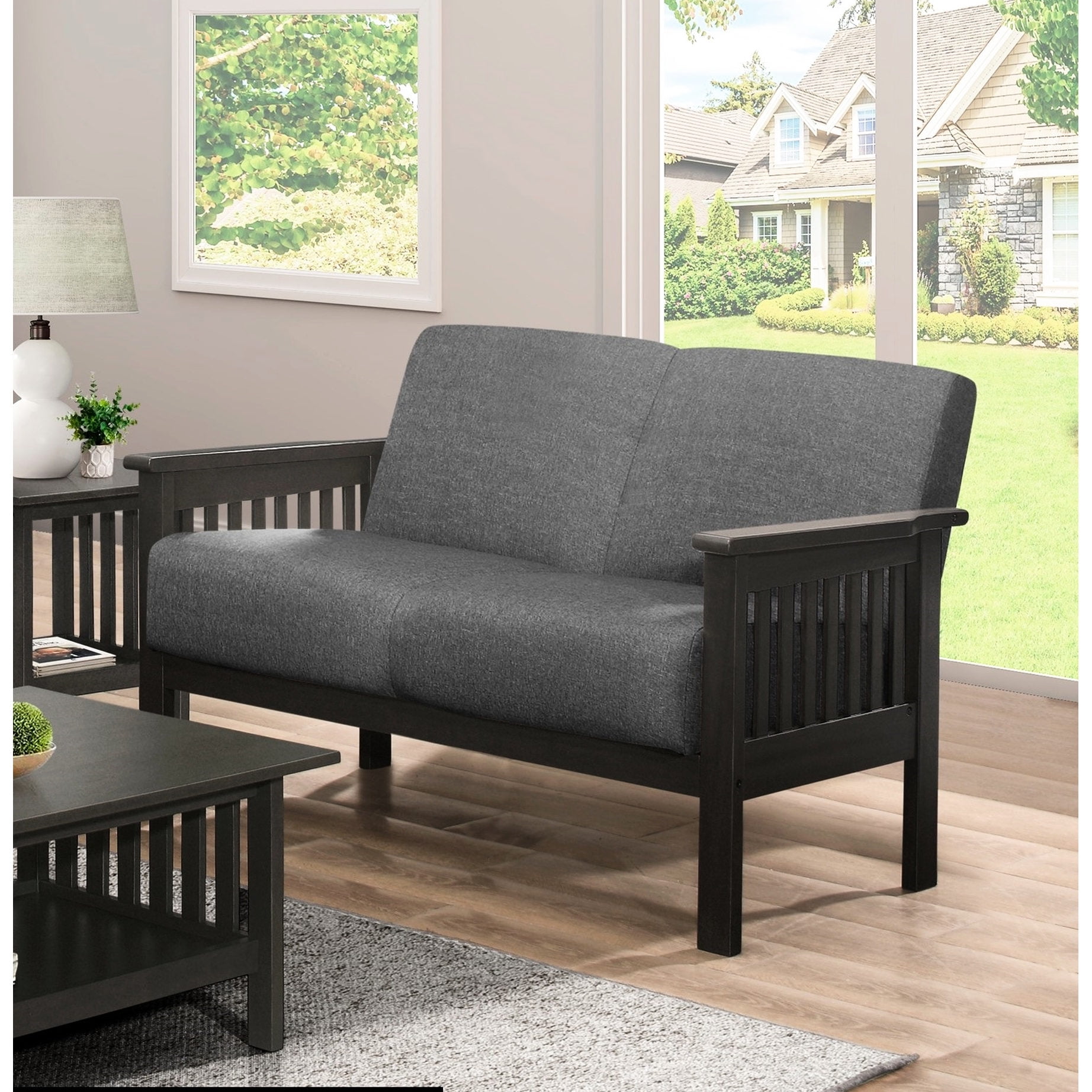 Gray Loveseat Furniture | Inspired by Arts & Crafts Movement | Foam ...