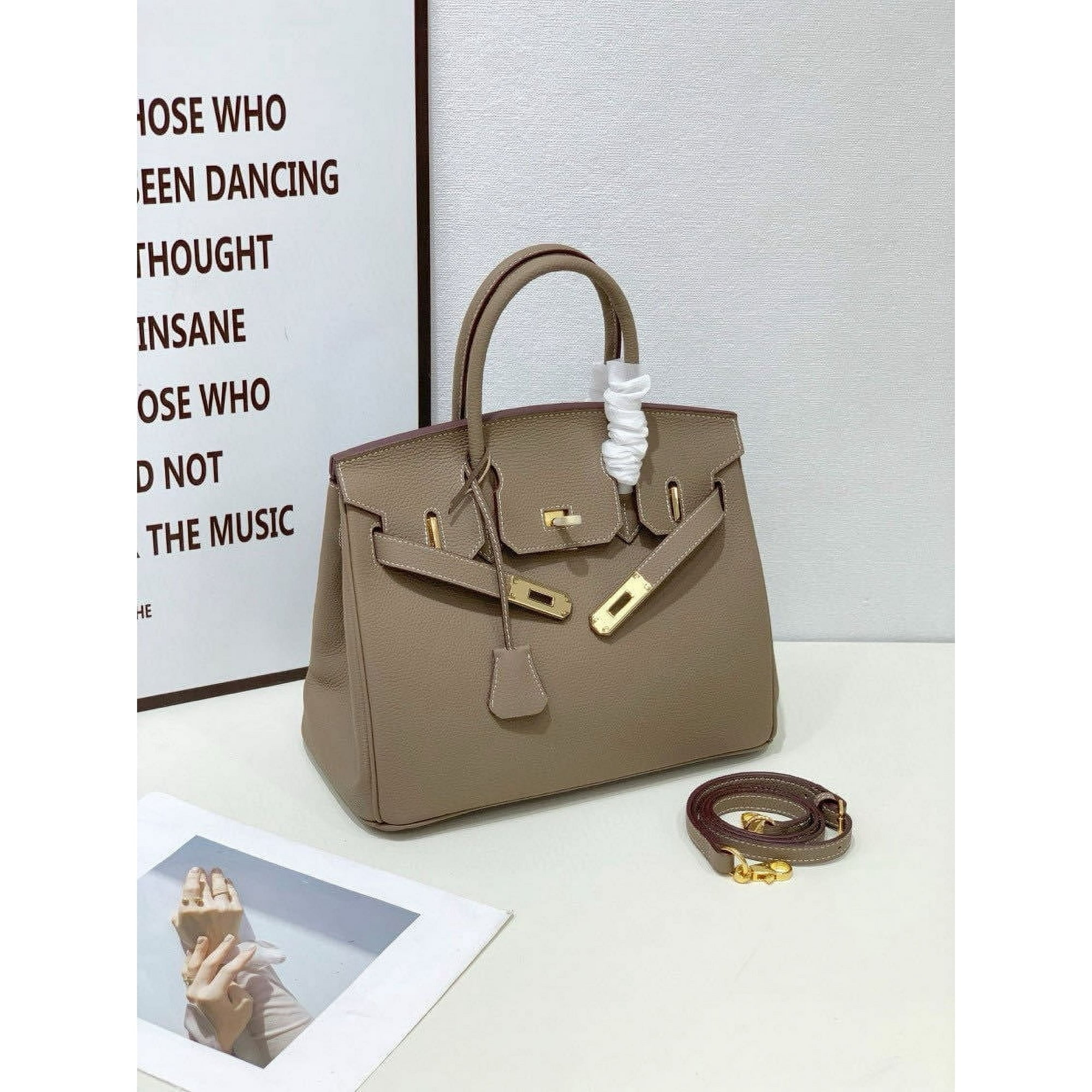 Gray Lychee Leather Handbag Calfskin Twig Pattern 2024 New Lock Large ...