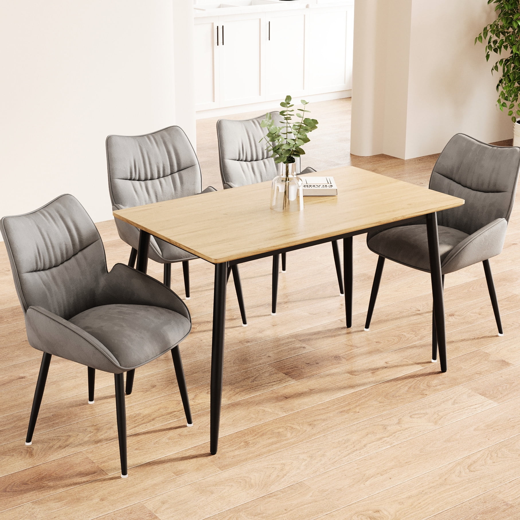 Gray MDF Dining Table and Chair Set | Elegant Appearance, Comfortable ...