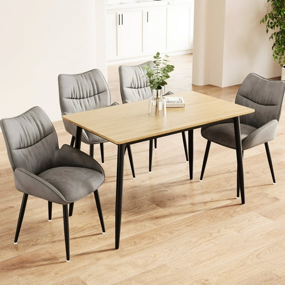 Gray MDF Dining Table and Chair Set | Elegant Appearance, Comfortable ...