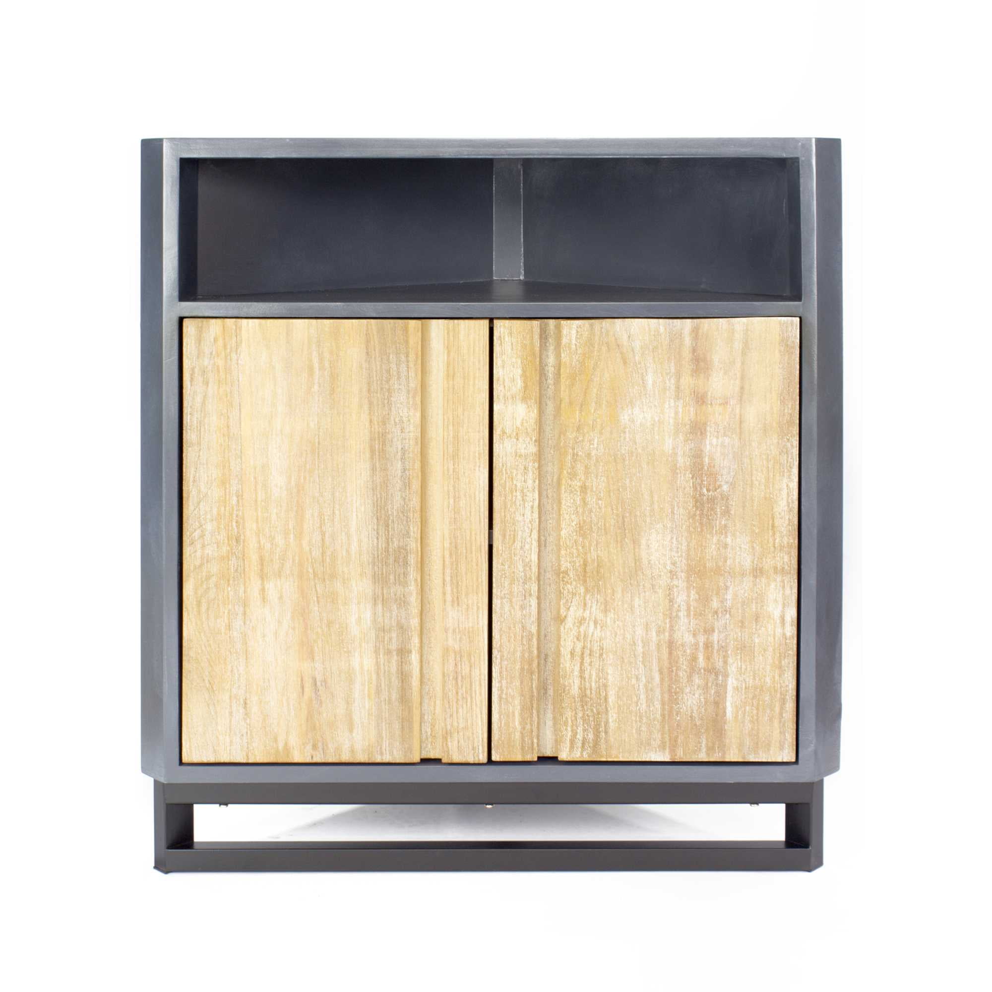 Gray MDF Wood Metal Corner Cabinet with Doors and a Shelf - Walmart.com