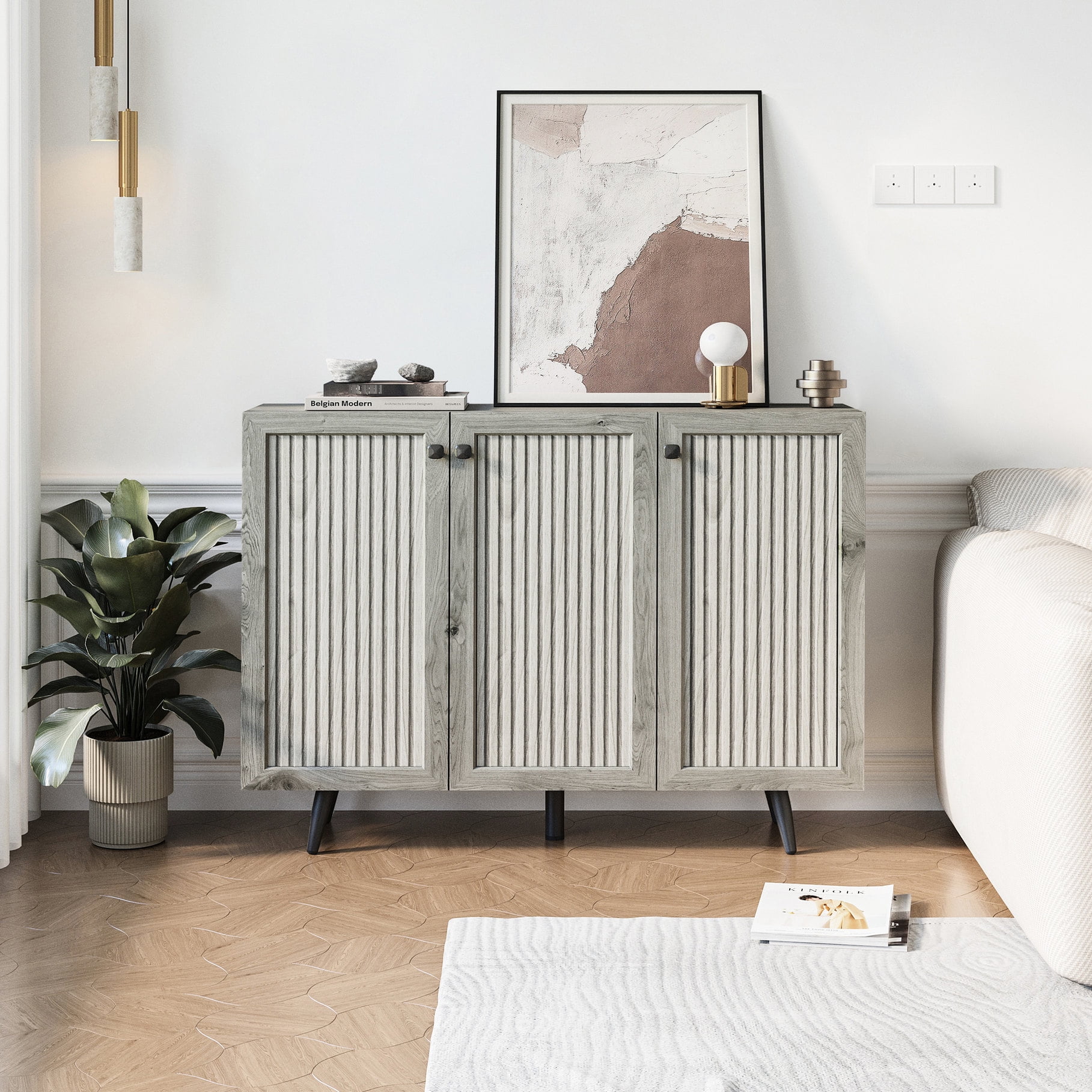 Gray MDF and Particle Board - Two - Level Center for Big Items - Living ...