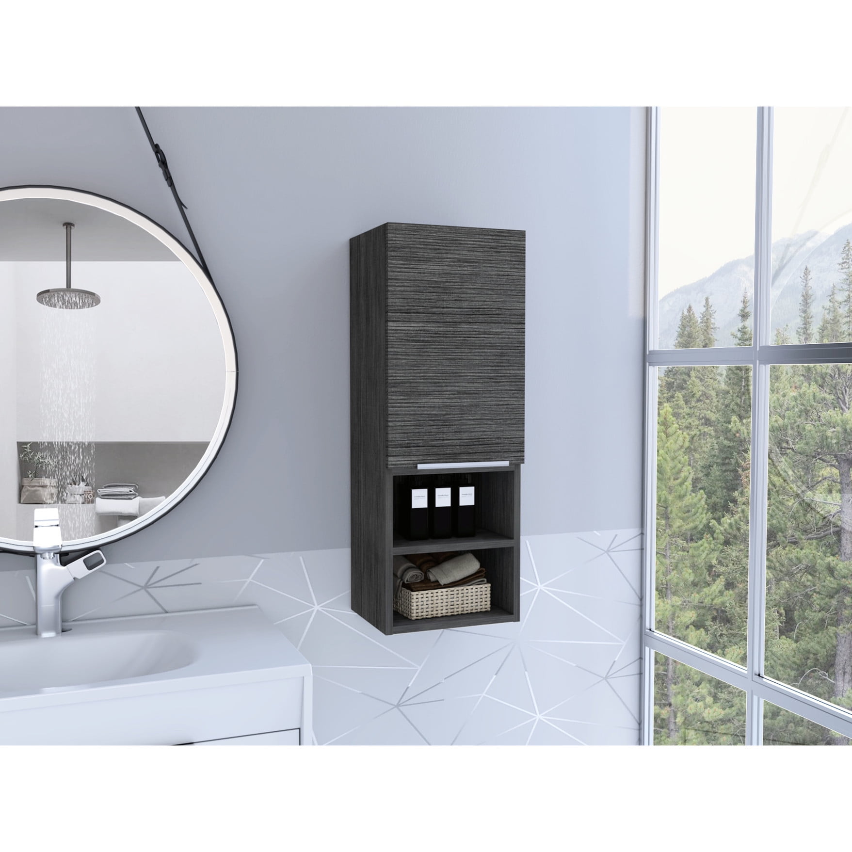 Gray Main Color - Double Shelving Setup - Bathroom Wall - Organize ...