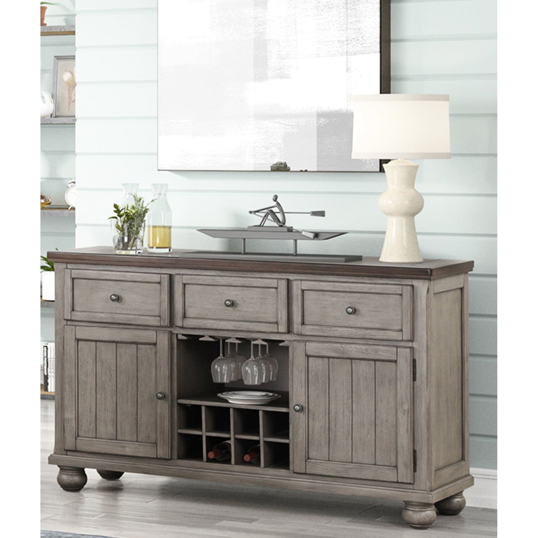 Gray Main Tone - Three Drawer & Wine Storage - Basement - Store Drinks ...