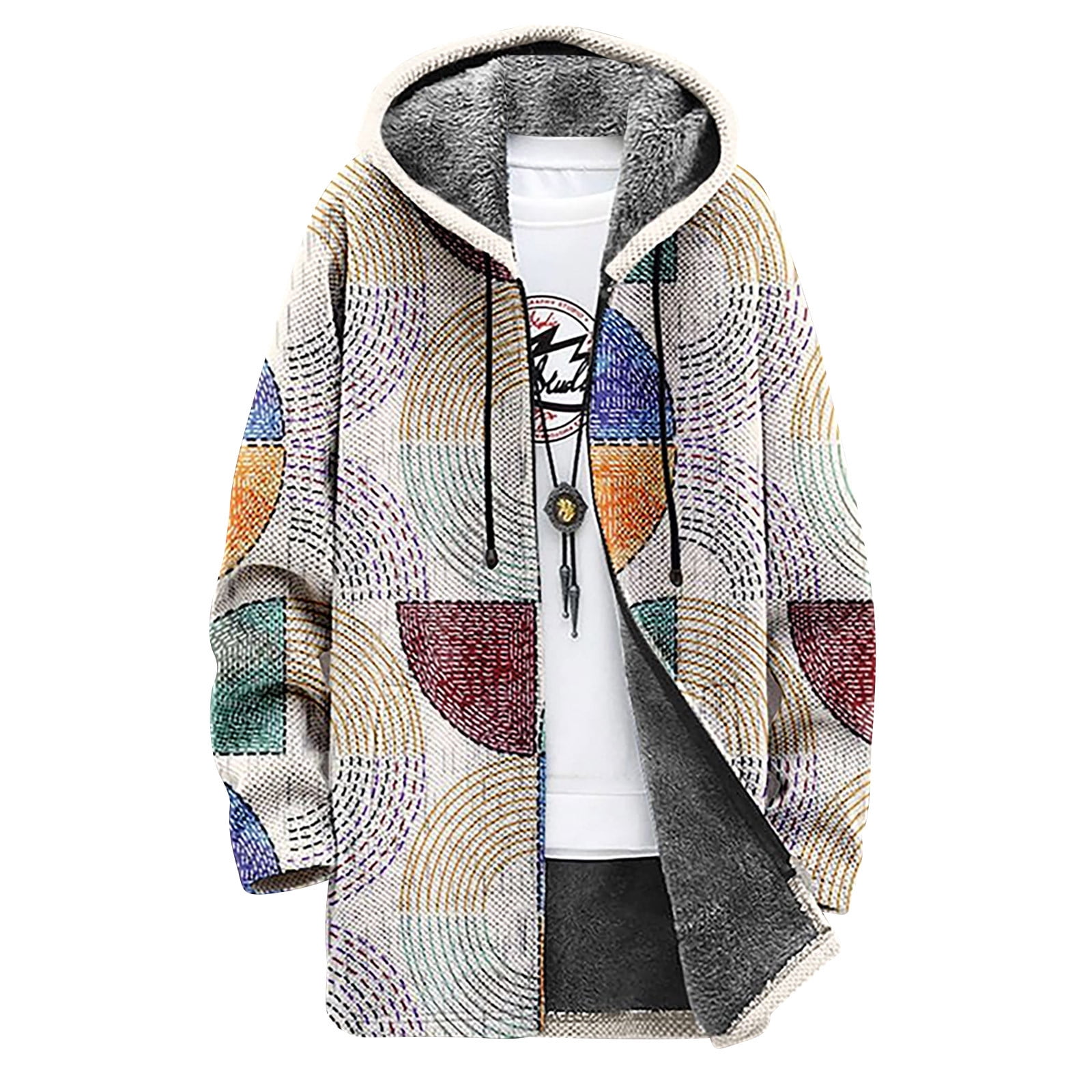 Gray Man Long Hood Outfits for Man Brunch Warm Thick with Hood Plain ...