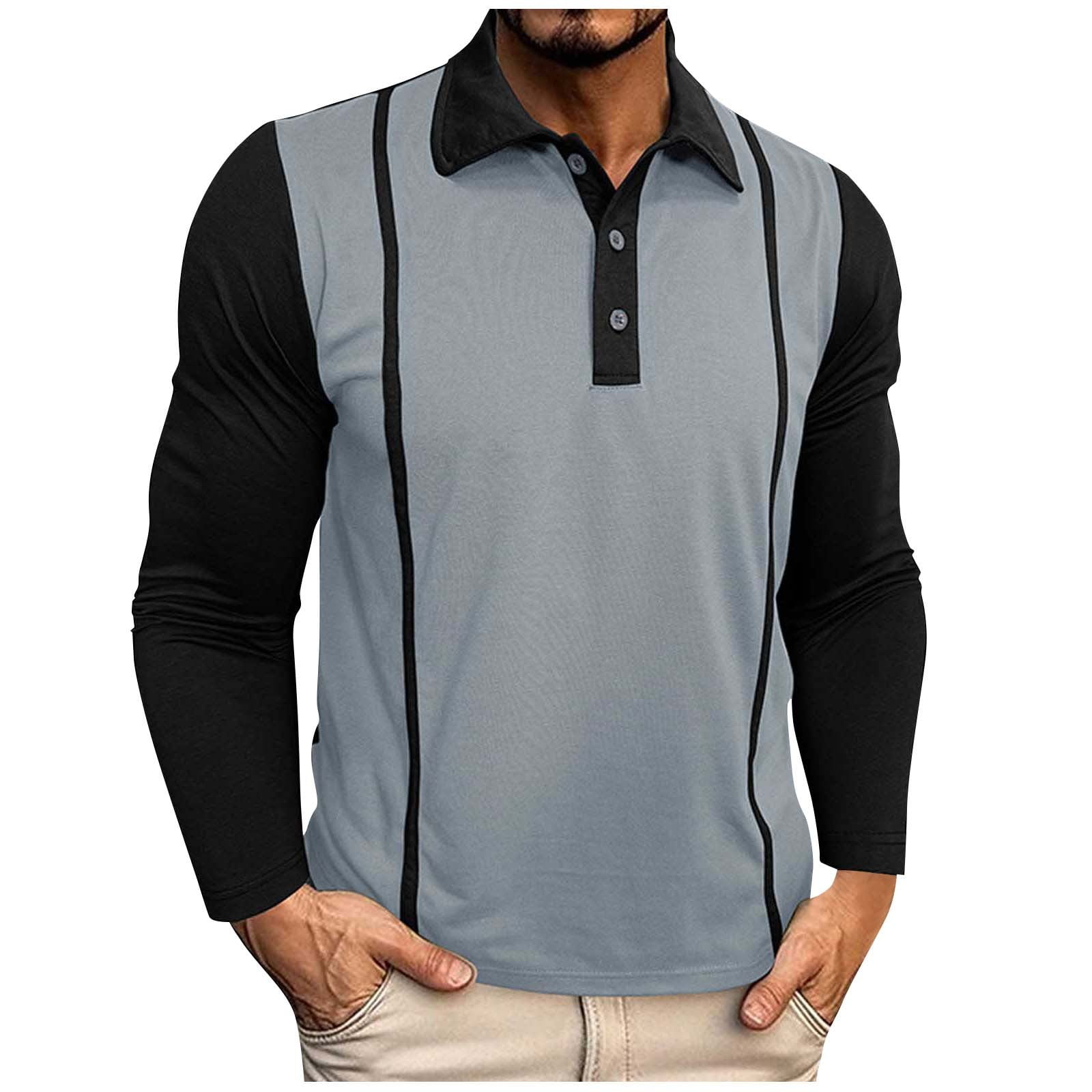 Gray Man Lounge Tshirts Long Sleeve Tee Tops for Mens Boat Henley ...