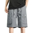 Gray Man Straight Leg Basic Pants Shorts for Man Wild Cargo Brunch ...