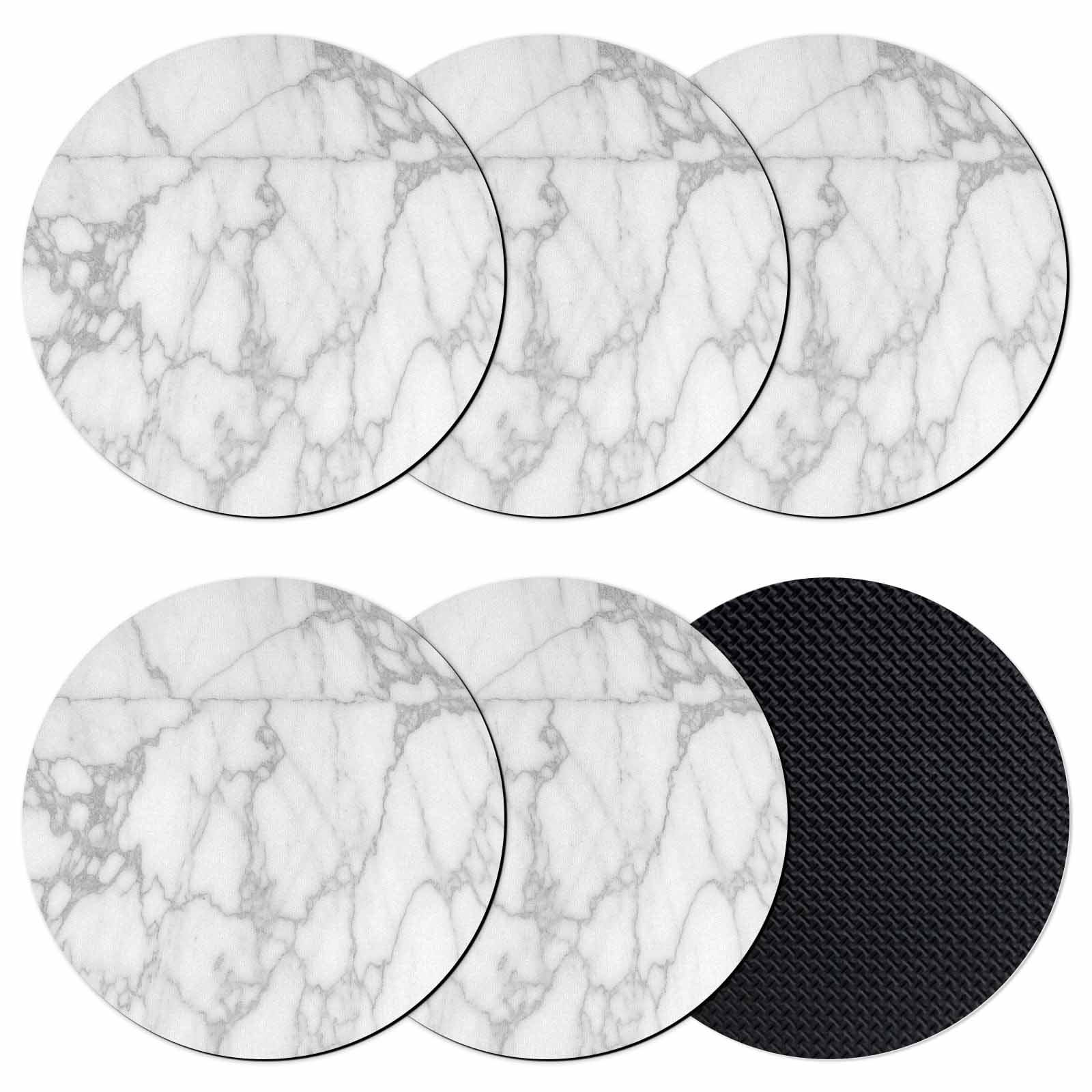 Gray Marble Coasters Set of 6, Absorbent Coasters for Drinks ...