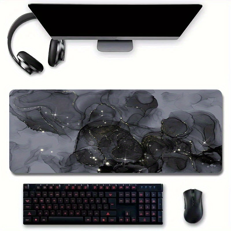 Gray Marble Desk Mat Metallic Luxury Large Gaming Mousepad , Keyboard ...