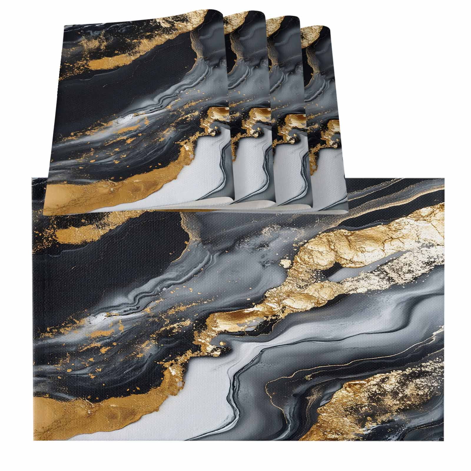 Gray Marble Placemats for Dinning Table Set of 6, Yellow Modern Ink ...