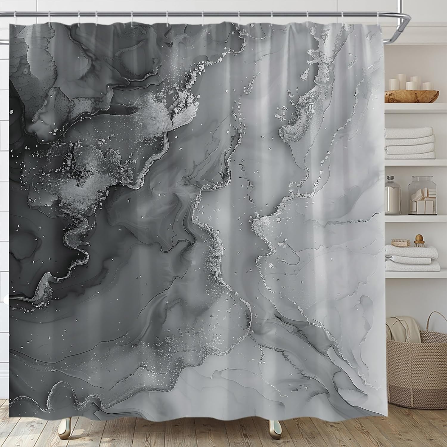 Gray Marble Shower Curtain Gray and Gold Modern Abstract Ombre Elegant ...