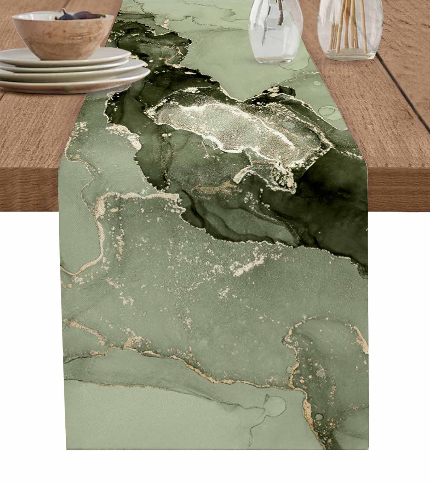 Gray Marble Texture Art Cracks Table Runner Home Wedding Table Flag Mat ...