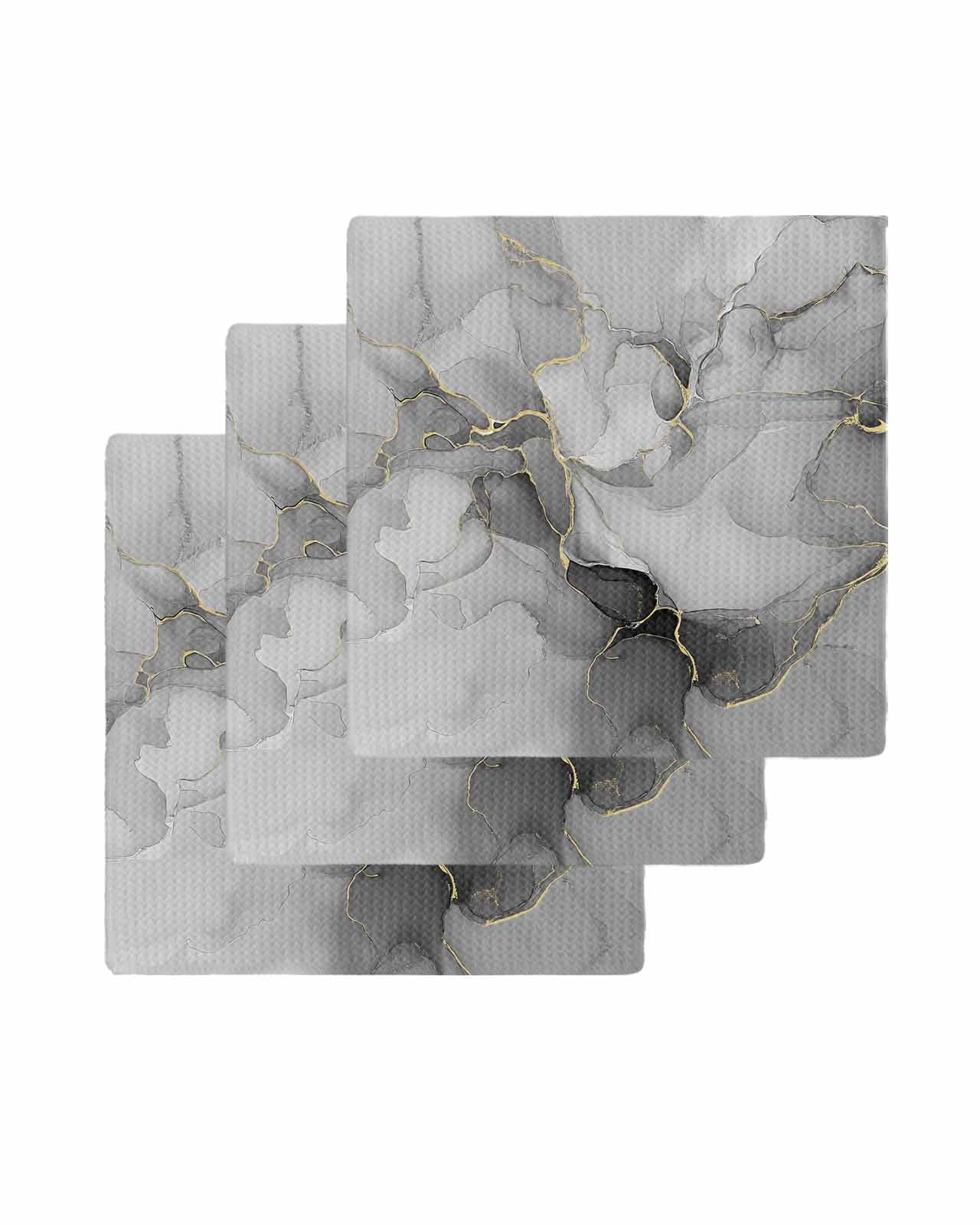 Gray Marble Texture Kitchen Dish Towels for Drying Dishes Set of 3 ...
