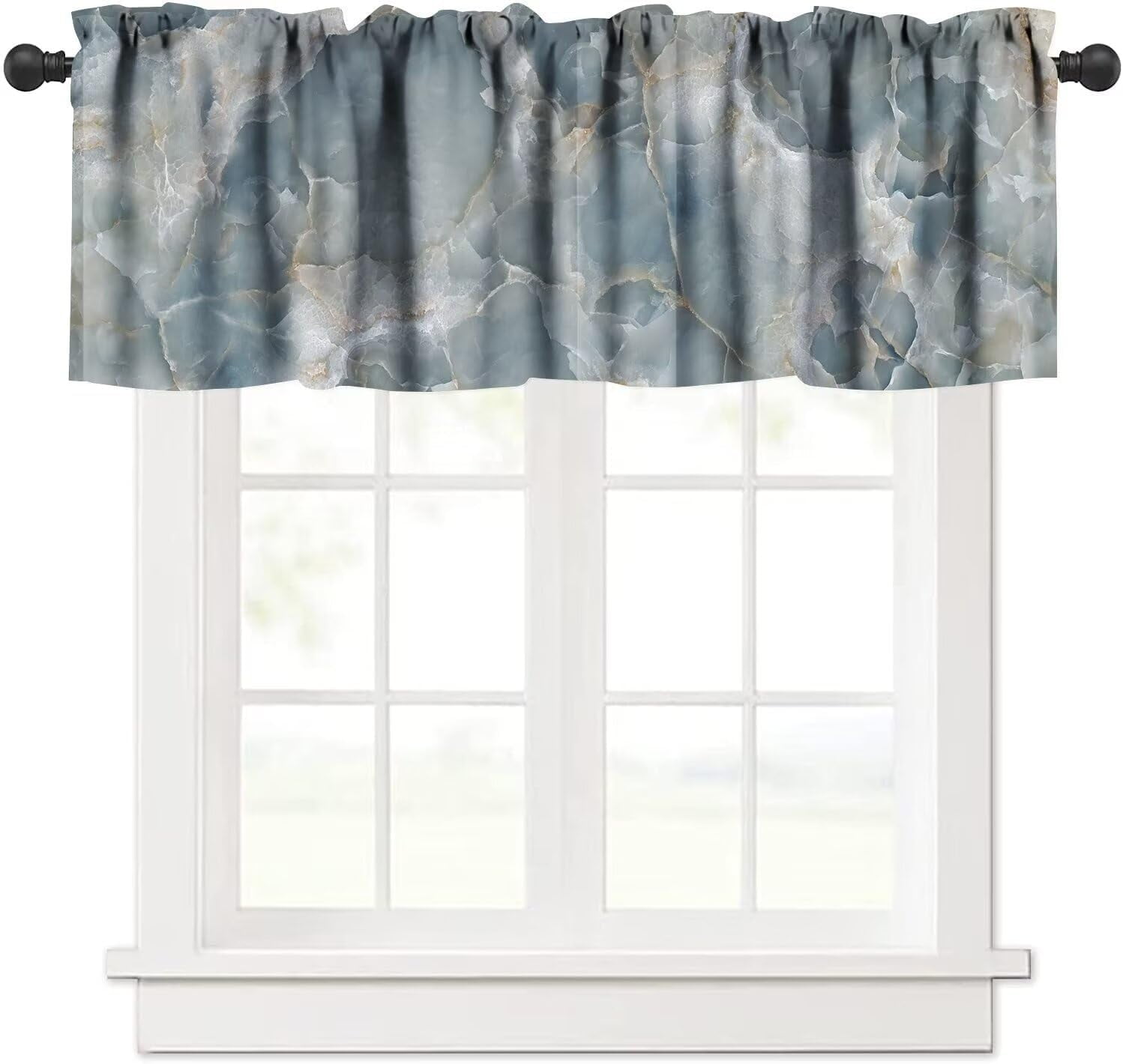 Gray Marble Valance Curtain Modern Abstract Stone Texture Rod Pocket ...