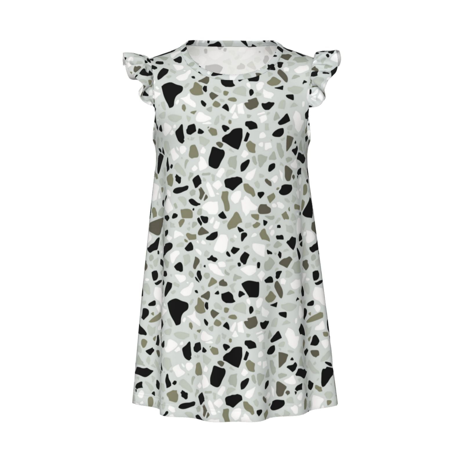 Gray Marble pattern Girls Nightgown, Flutter Short Sleeves Night Dress ...