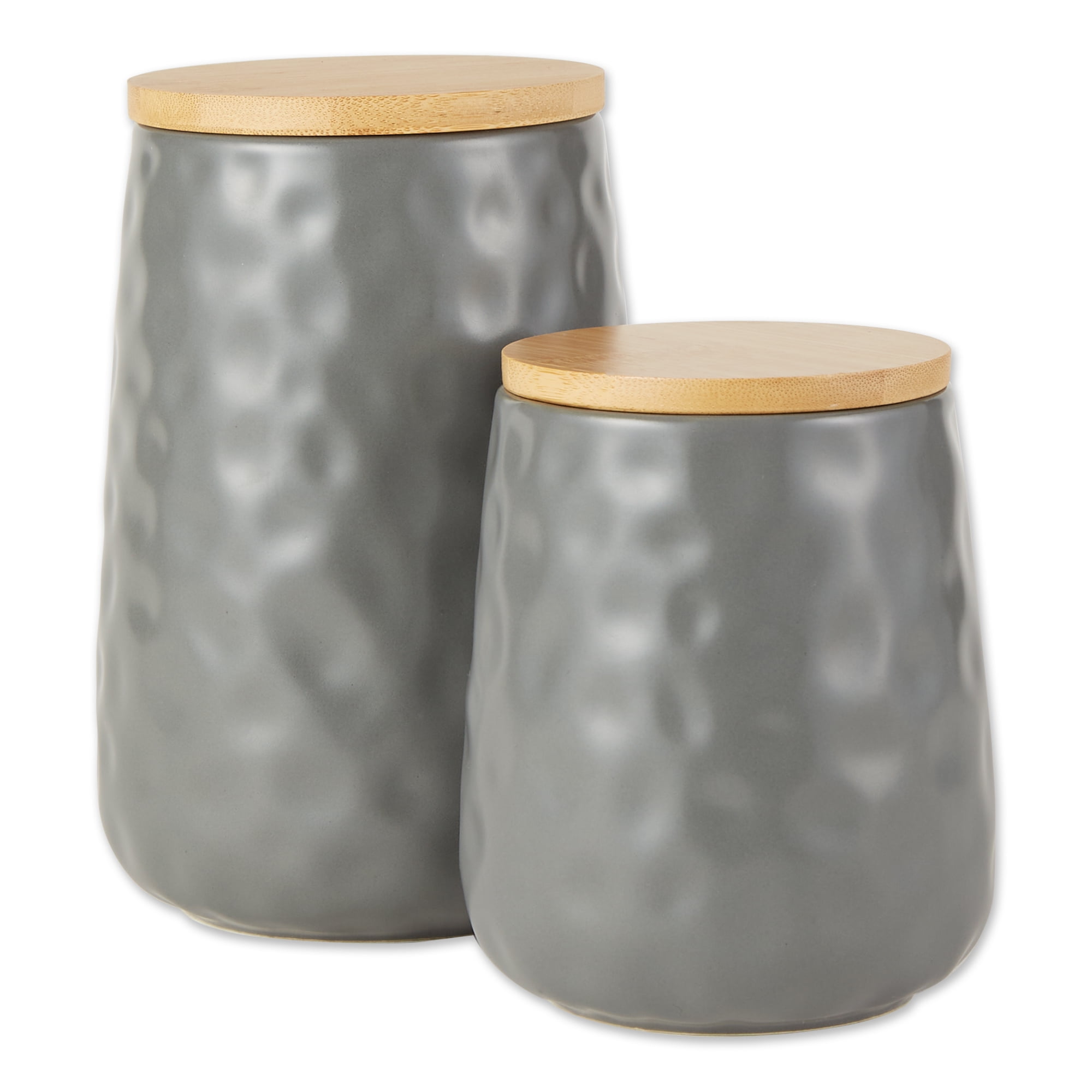 Gray Matte Dimple Texture Ceramic Canister (Set of 2) - Walmart.com