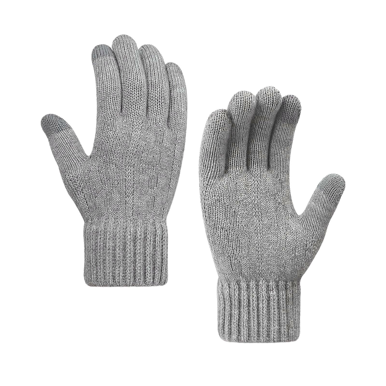 Gray Mens And Womens Solid Color Fingerless Thicken Wool Gloves For ...