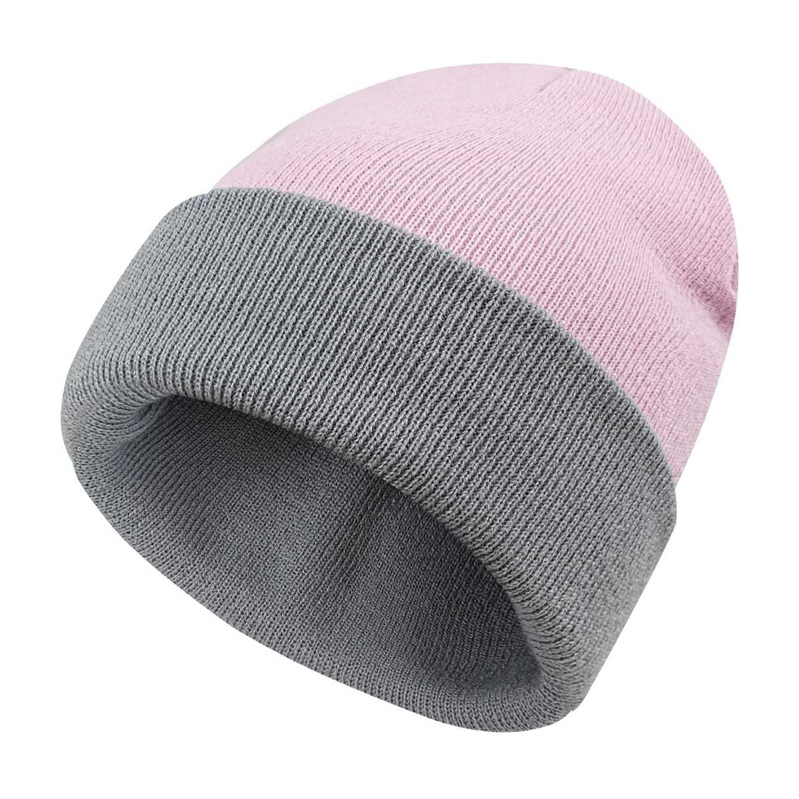 Gray Mens And Womens Striped Knitted Ski Hat With Ear Flap Protection ...