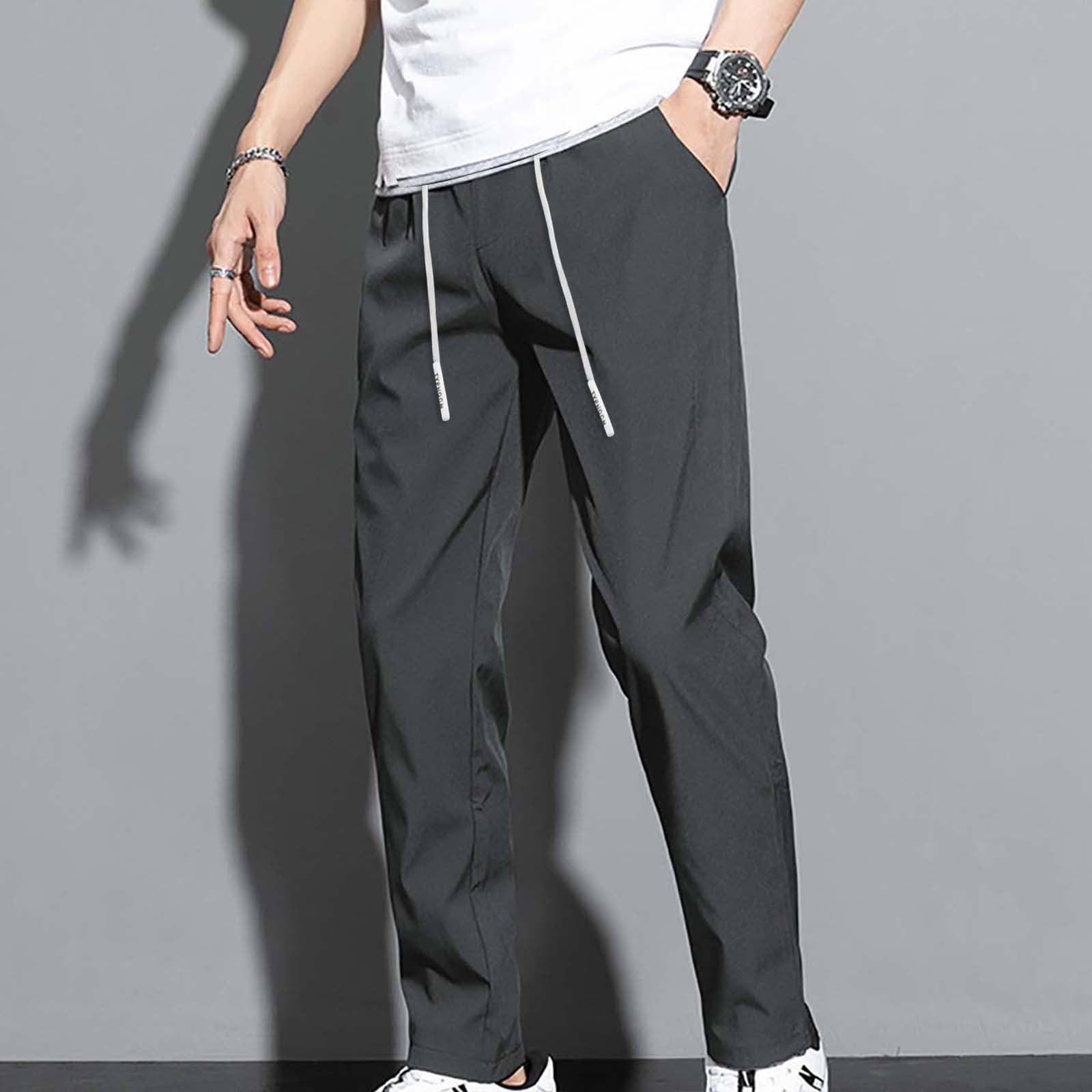 Gray Mens Golf Pants, Nylon Compression Pants Men, Elastic Waist Short ...