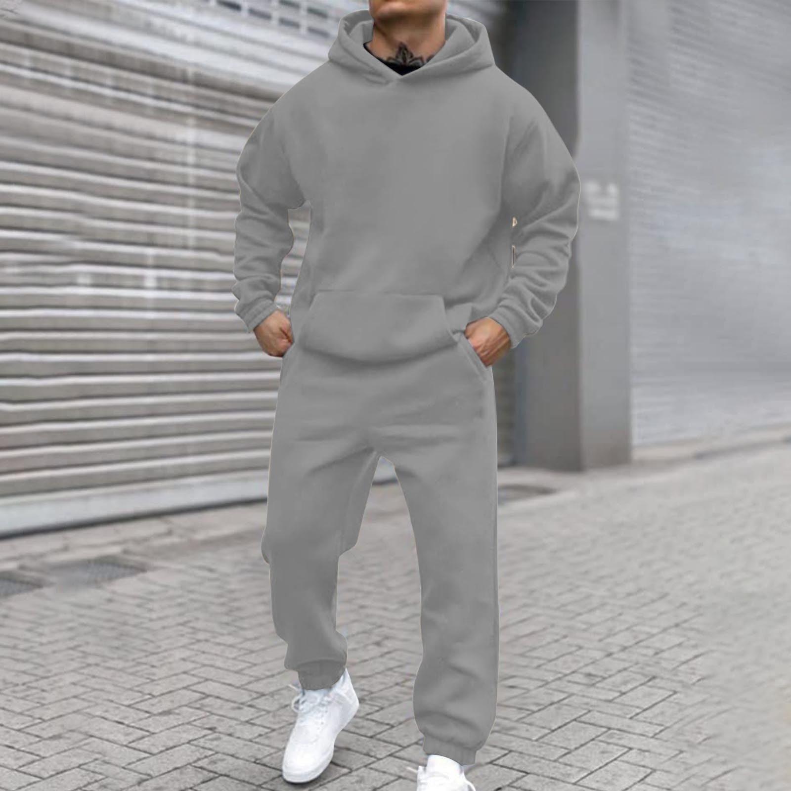 Gray Mens Sweatshirt Suits Hoodies Tracksuit Sweatsuits For Mens 2 ...