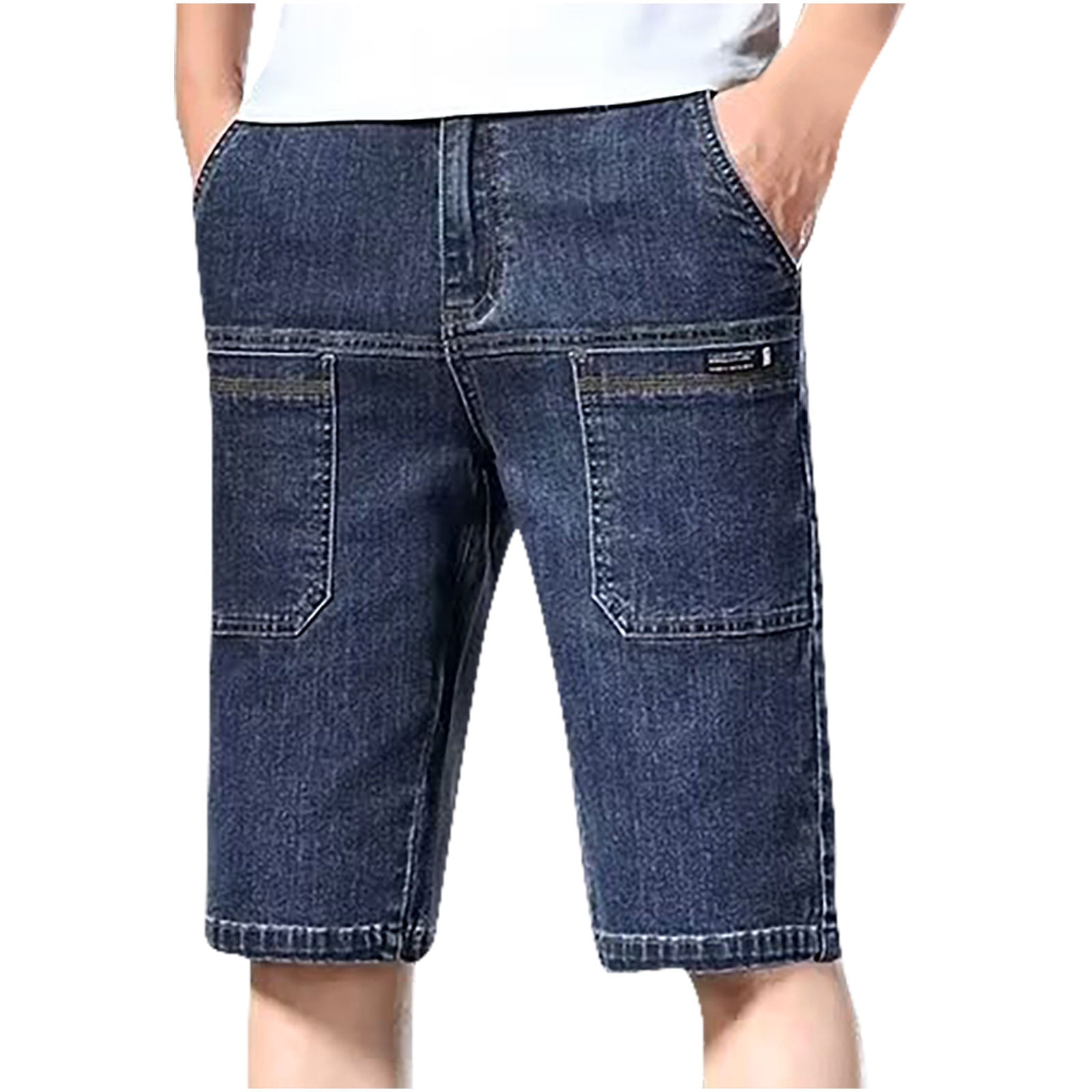Gray Mens Western Straight Leg Shorts Loose Fit Shorts for Mens Denim ...