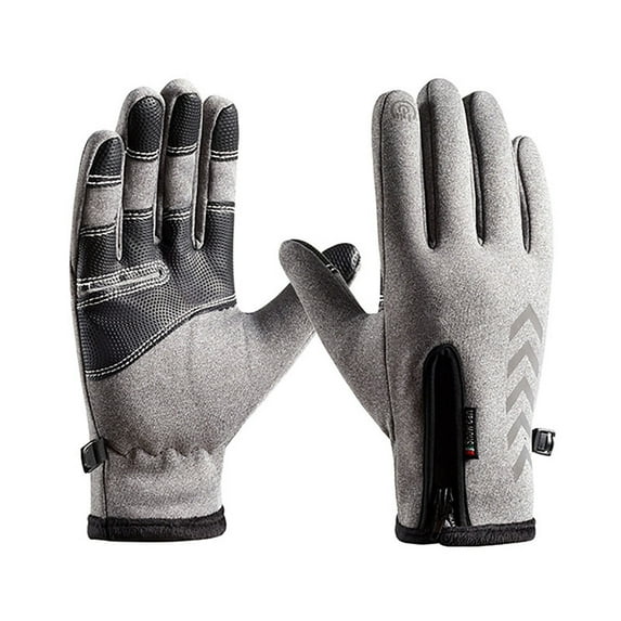 Gray Mens Winter Gloves With Thermal Ski Features For Cold Weather Warm ...