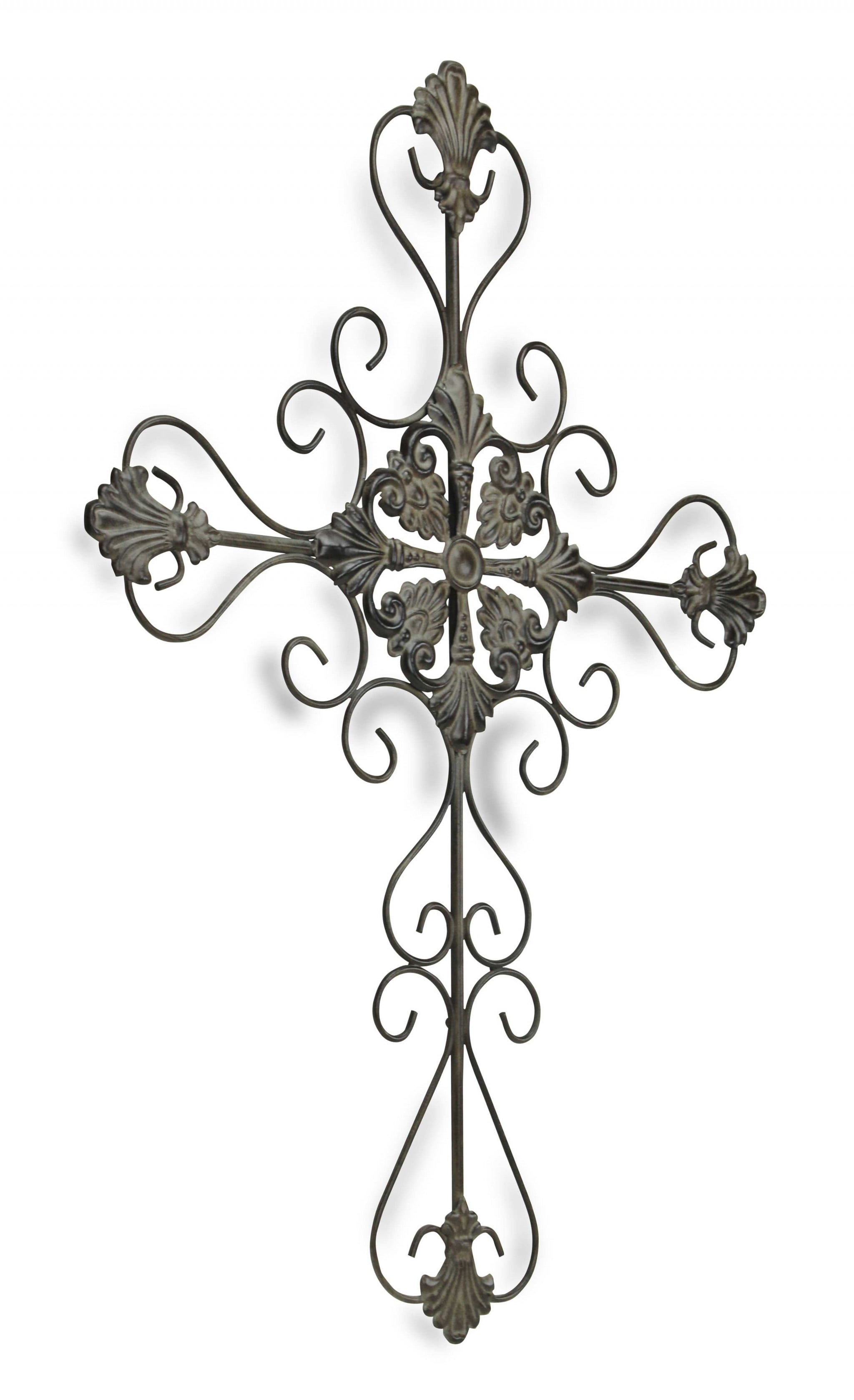Gray Metal Scroll Design Gray Hanging Cross Wall Decor - Walmart.com