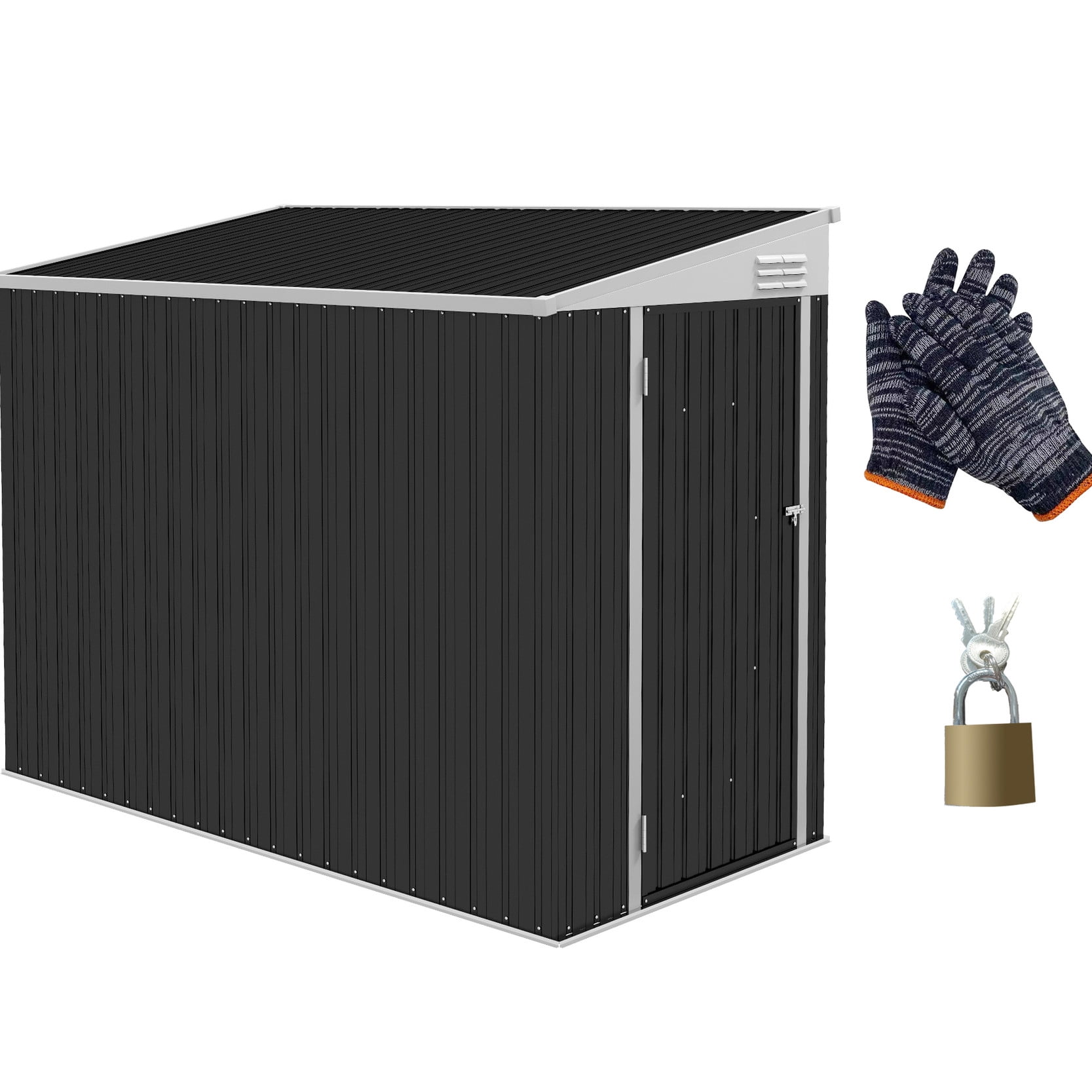Gray Metal Tool Storage Shed with Air Vents | Saves Space, Low ...