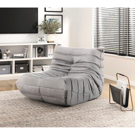 Gray Microfiber Chair / Button-Tufted, Wide Profile / Great for Modern ...