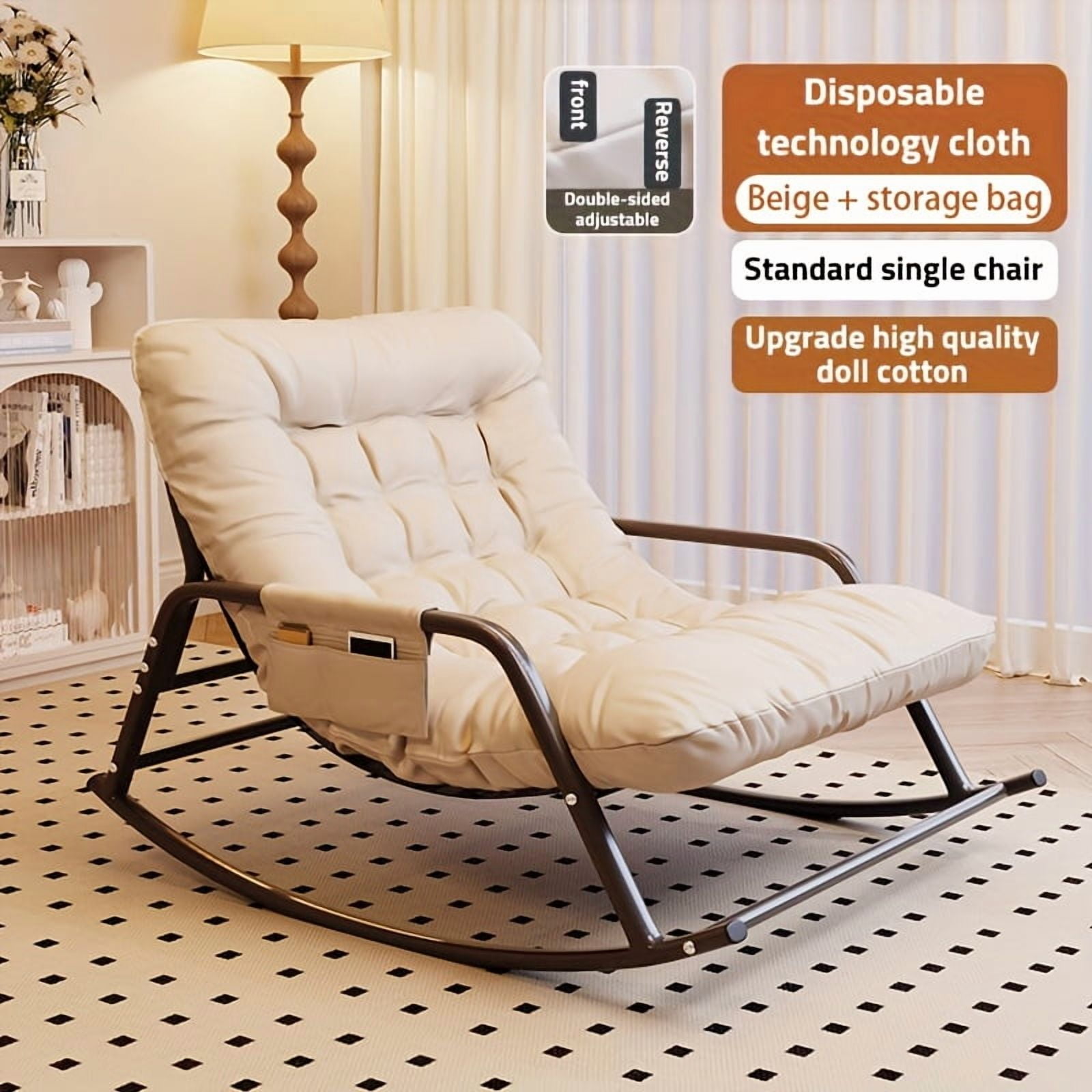 Gray Modern Minimalist Glider Rocker - Heavy-Duty Metal Frame, Rocking ...