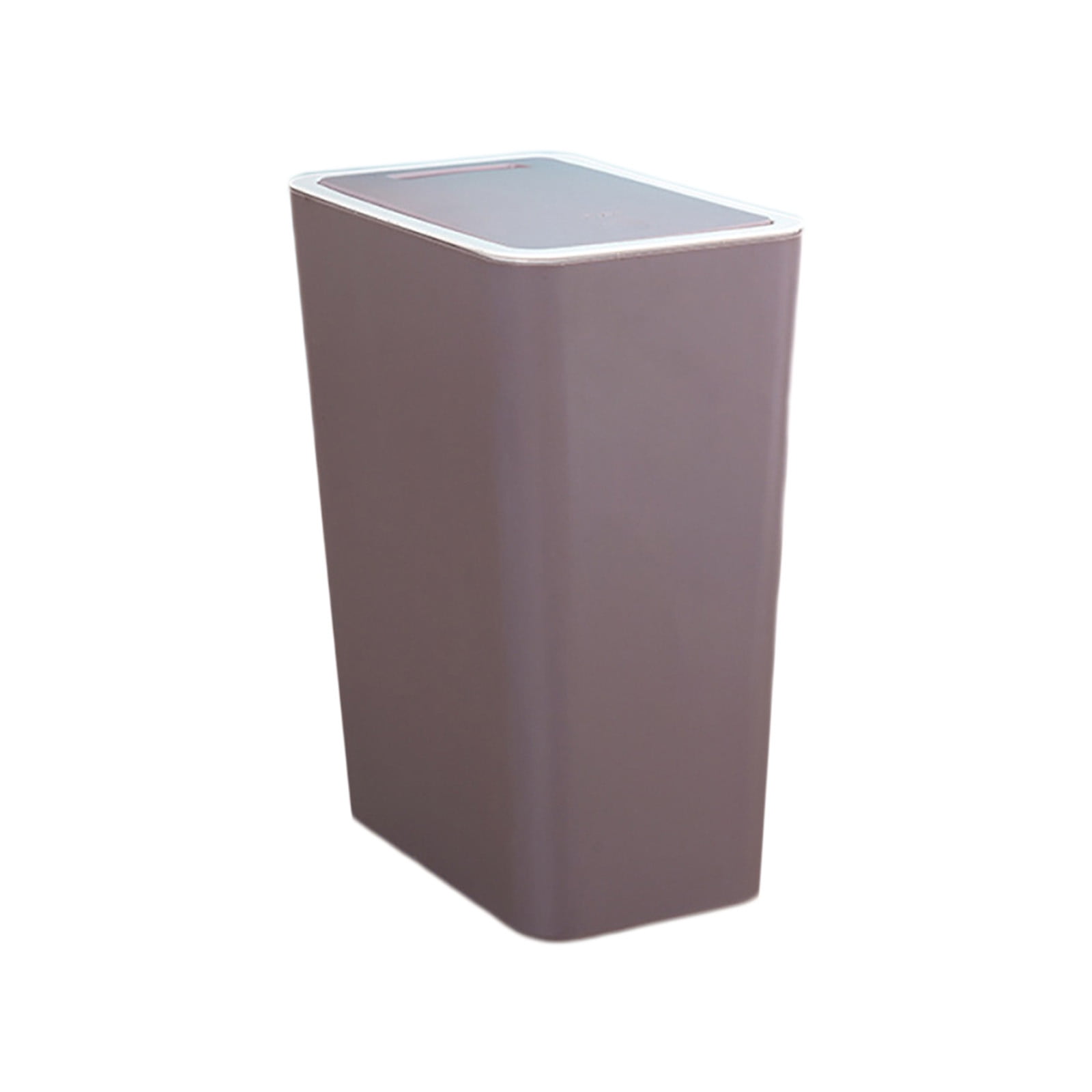 Gray Modern Waste Basket With Secure Lid Slim Profile Design For Tight ...