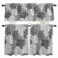 Gray Monstera Leaves Kitchen Curtains Set for Windows, Botanical Summer ...
