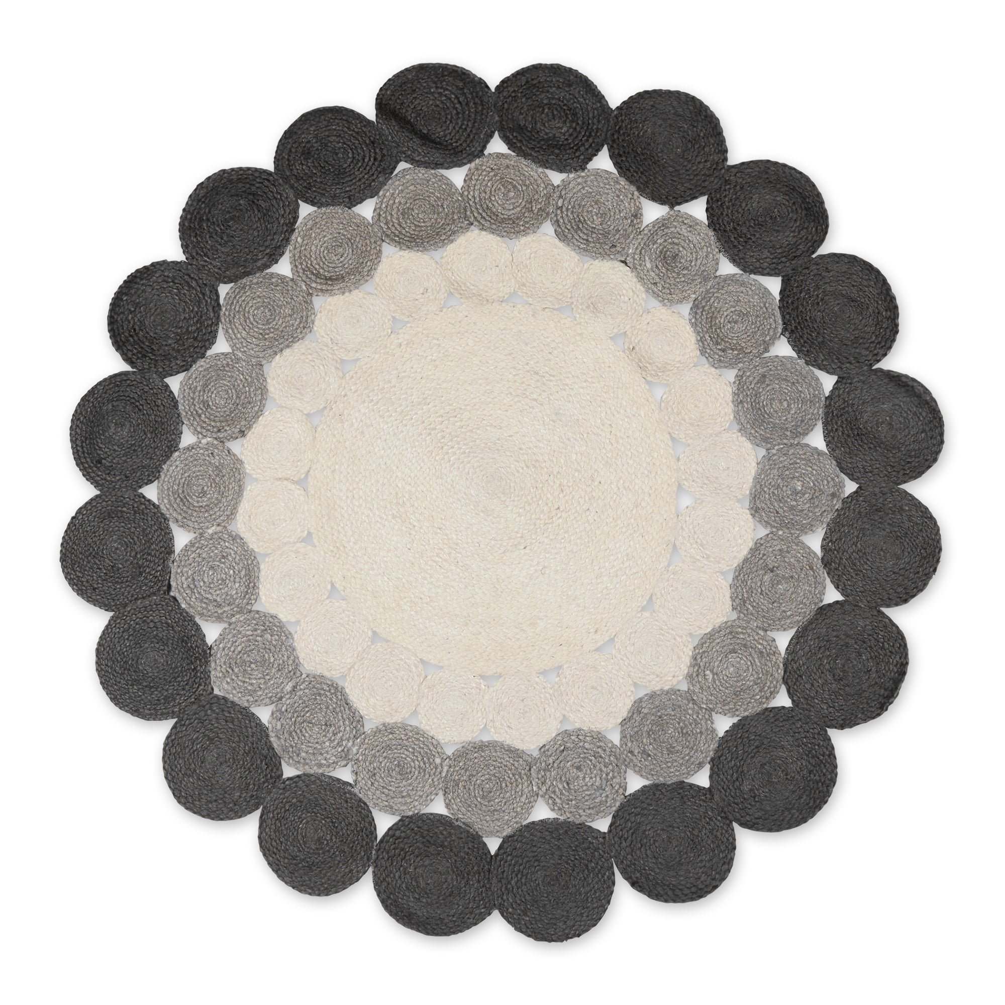 Gray Multi-Color Bohemian 100 percent Braided Rug 4 Ft Round - Walmart.com