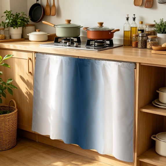 Gray Navy Blue Cabinet Curtains 35''x35'', Modern Gradient Geometric ...