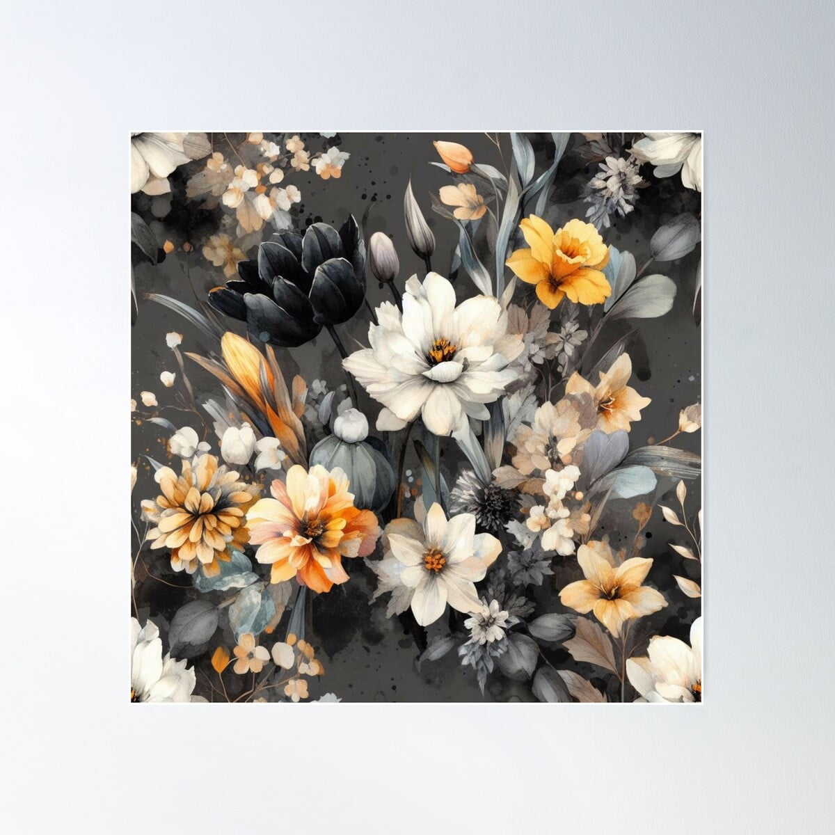 Gray Night Poster Wall Art, Modern Wall Decor For Living Room Bedroom ...