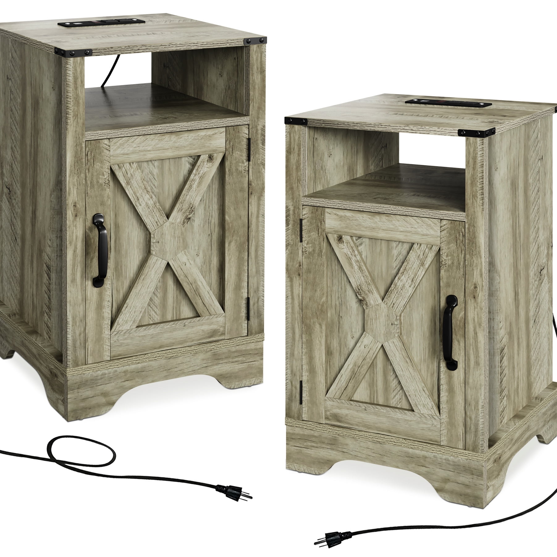 Gray Nightstand With Electrical Ports. Safe Charging Area. Spacious ...