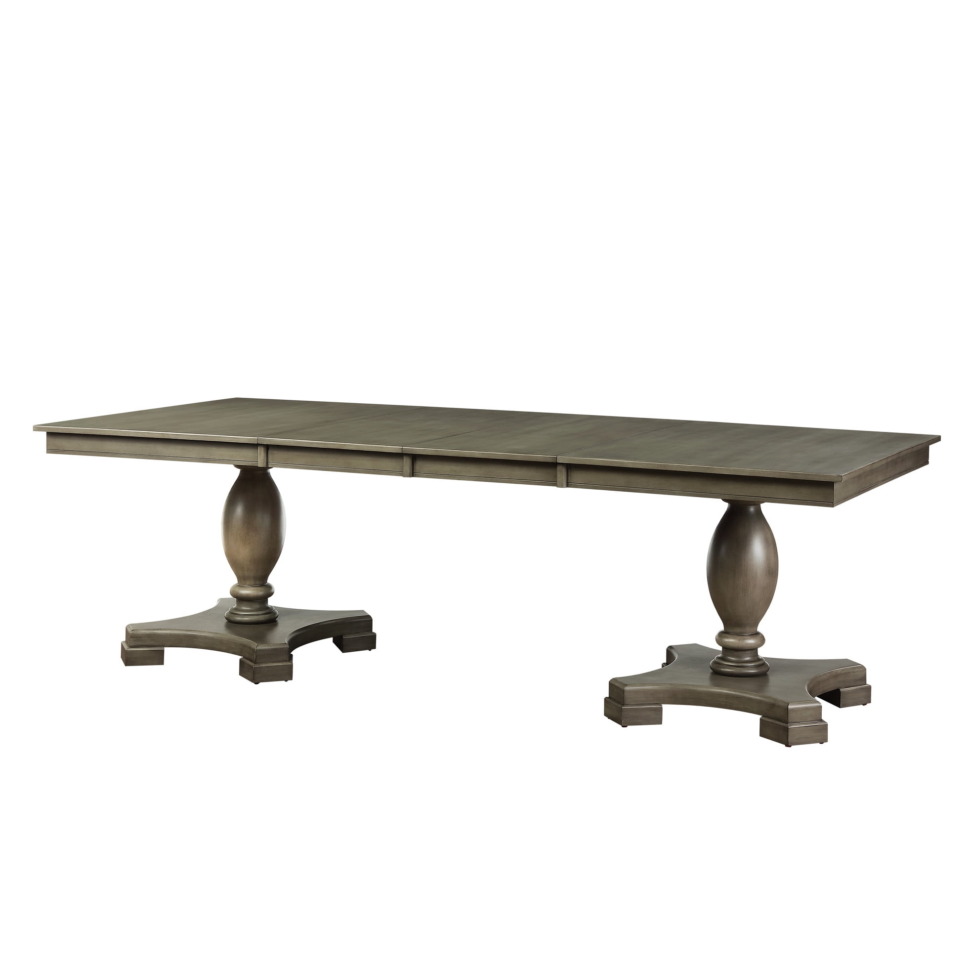 Gray Oak Dining Table - Rectangular Wooden Top With Extension Leaf ...