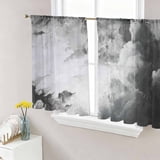 Gray Ombre Clouds Sheer Curtains 45 Inch Length 2 Panels Set, Modern ...