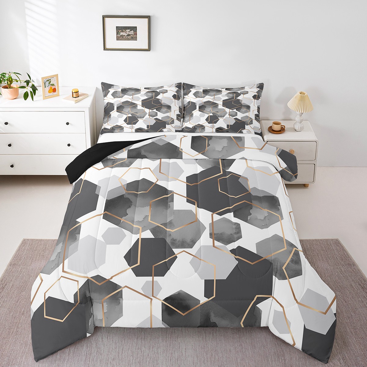 Gray Ombre Comforter Set Twin Size Gray Tie-Dye Decor Bedding Sets ...